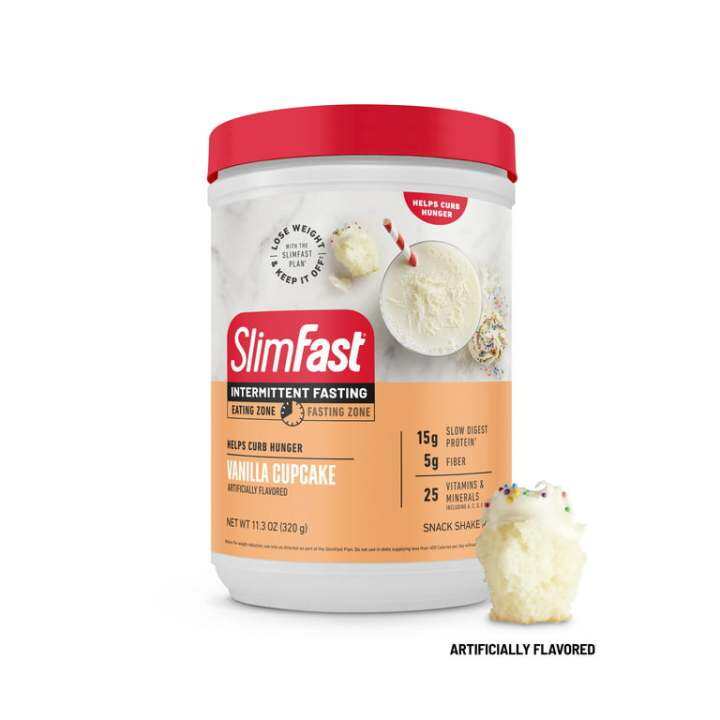 SlimFast Intermittent Fasting, Vanilla Cupcake, Snack Shake Mix, Casein ...