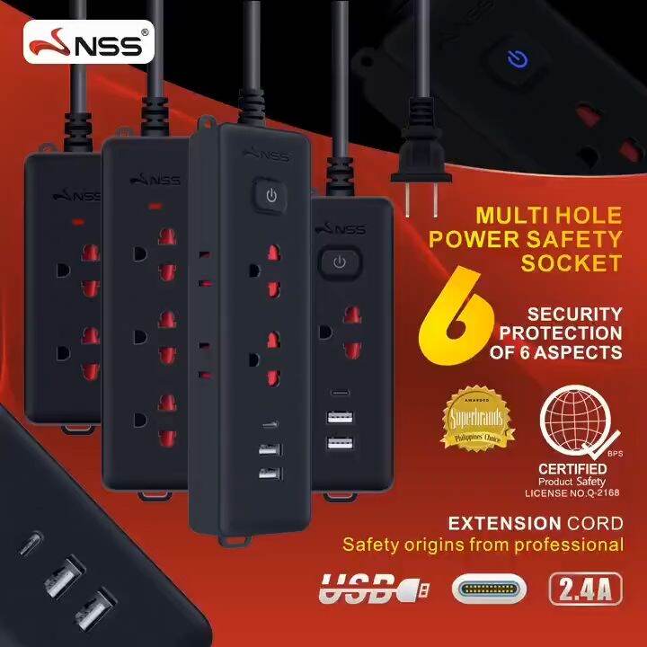 Heavy Duty Extension Cord With 4 Power Socket 2 USB Port 1 Type C Port ...