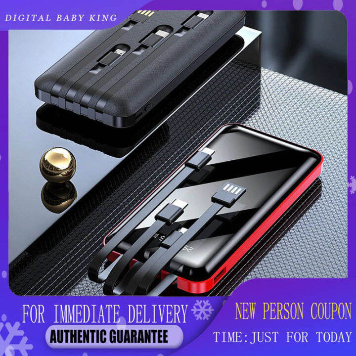 Built-in 4 kabel Cermin Powerbank Slim Powerbank 20000Mah Pengisi Daya ...