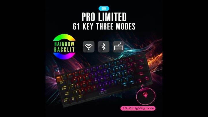 🆕มาใหม่ 🚀ส่งเร็ว🚀 OKER K69 PRO LIMITED 61 KEY THREE MODES Mechanical ...