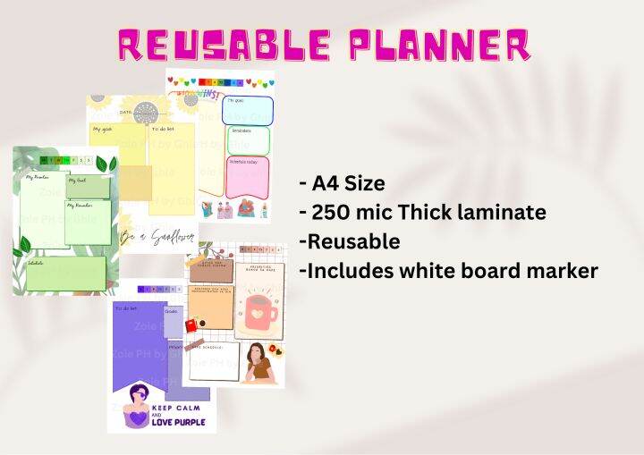 Planner A4 Size laminated reusable planner to do list | Lazada PH