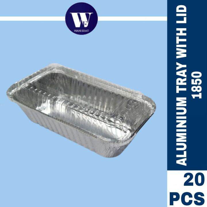 [20Pcs] ALUMINIUM TRAY WITH LID 1850 | BEKAS ALUMINIUM 1850 | RECTANGLE ...