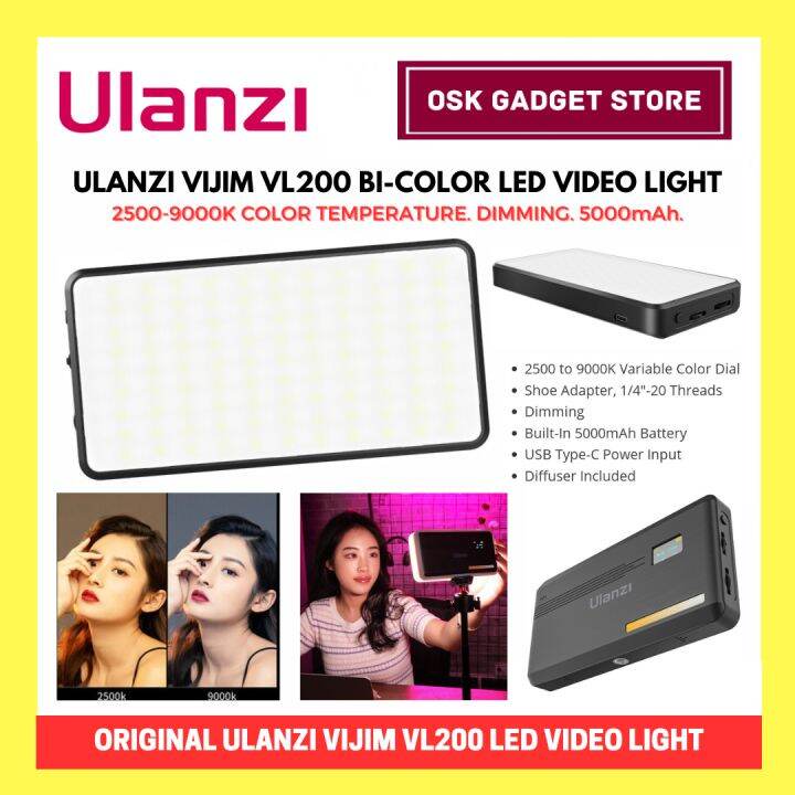 Ulanzi VL-200 VL200 Rechargeable Bi-Color LED Video Fill Light | 2500 ...