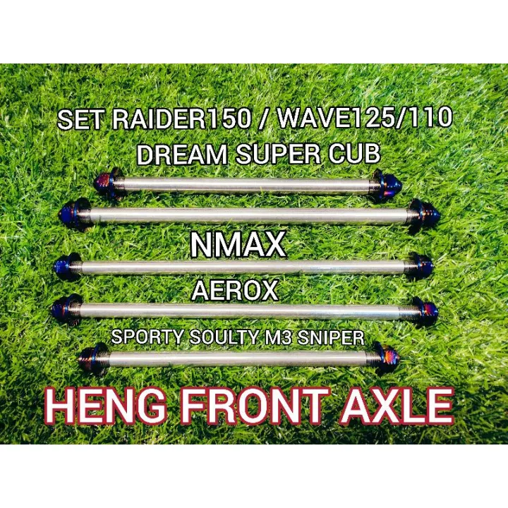 HENG TITANIUM FRONT AXLE MIO SPORTY / SOULTY / NOUVO / FINO / SNIPER ...
