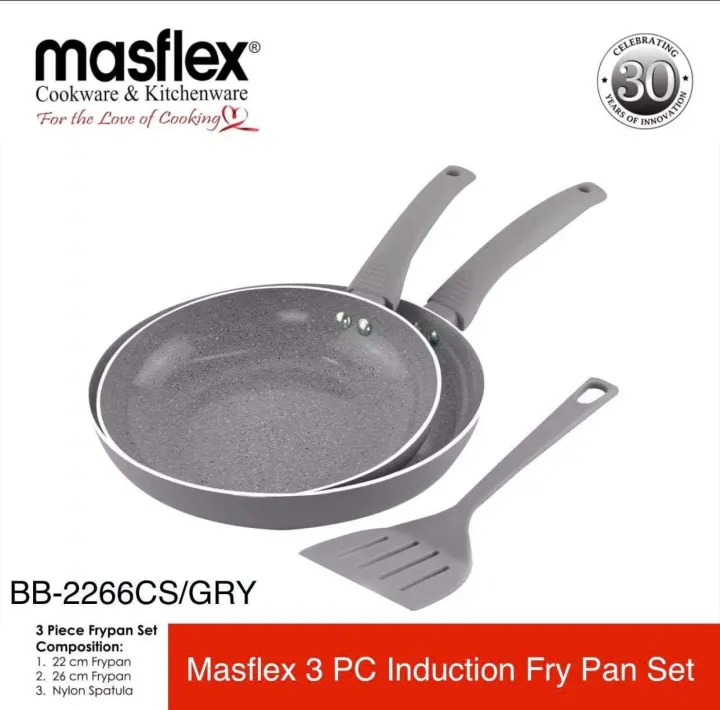 Masflex 100% Original 3 Piece High Quality Induction Non-Stick Fry Pan ...