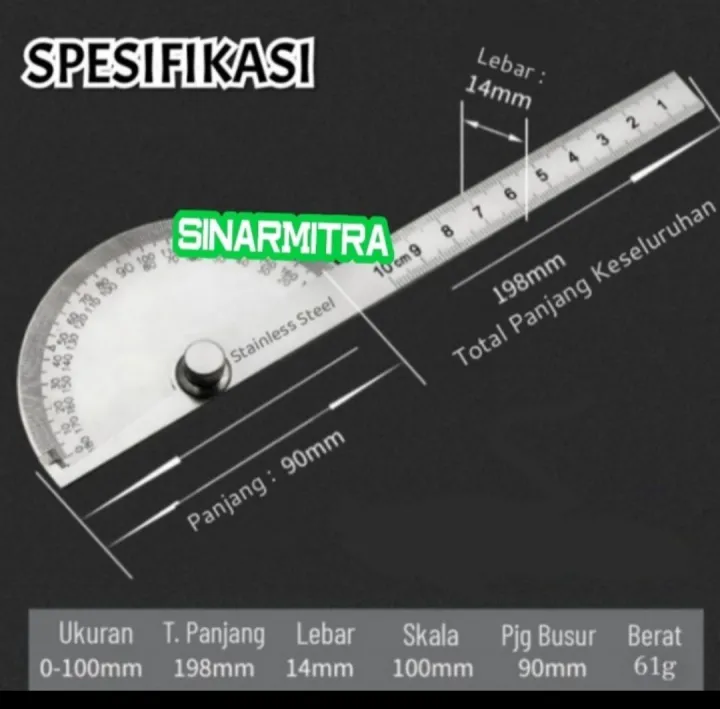 Penggaris Busur Penggarisan Busur 180 Derajat Stainless Steel | Lazada ...