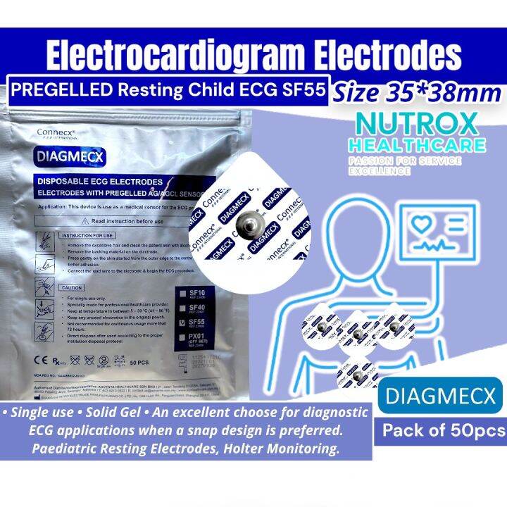 Child / Adult ECG Resting Electrodes Pad Conductive Adhesive Pregelled ...