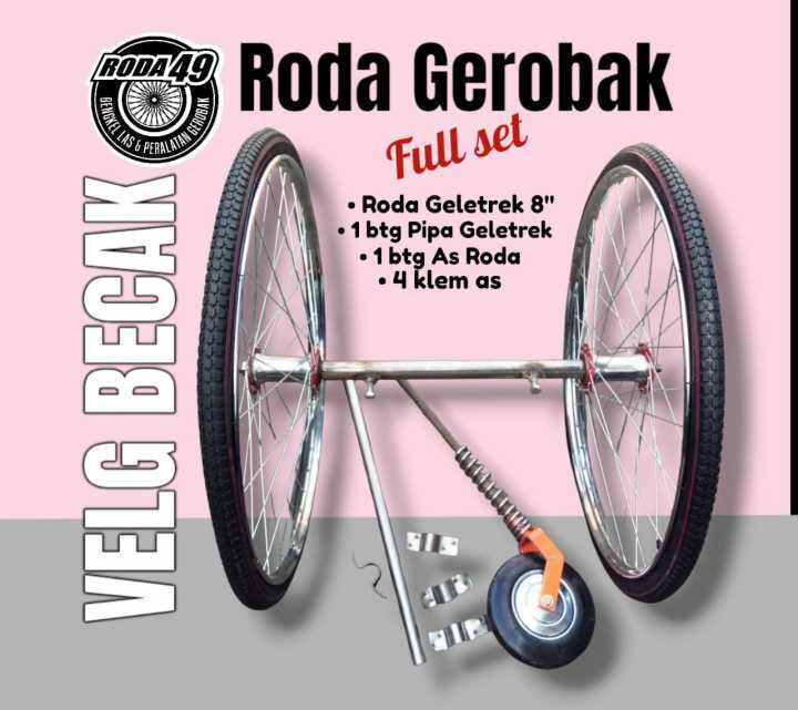 Roda Gerobak ring 28 velg Beca full set | Lazada Indonesia