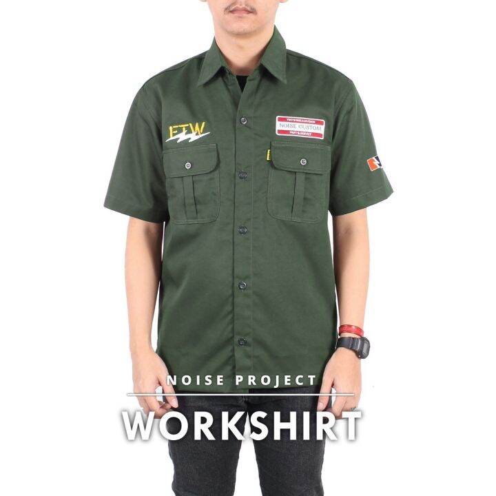 WORKSHIRT HIJAU - KEMEJA KERJA - KEMEJA MOTOR | Lazada Indonesia