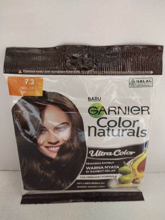 Garnier color natural hair Pewarna rambut 30g + 30ml warna Golden Brown ...