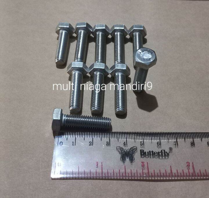 baut hexagonal baut hex baut segi 6 bahan stainlees stell ukuran ...