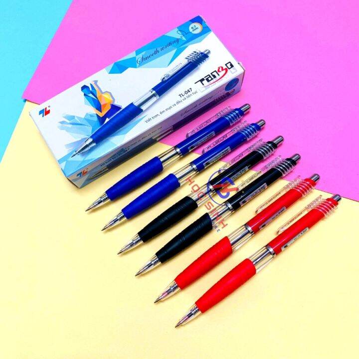 [FREESHIP] Hộp 10 Cây Bút Bi Bấm 0.7mm Thiên Long TL047 ( Xanh, đỏ, đen ...