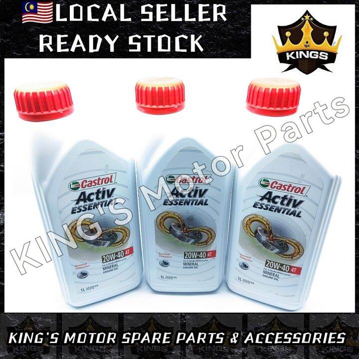 CASTROL ACTIV ESSENTIAL 20W-40 100% ORIGINAL MOTOR MINYAK HITAM 4T ...