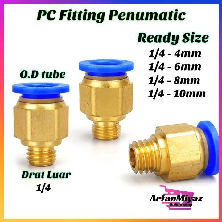 Pc Fitting Lurus Konektor Sambungan Selang Angin Drat Luar 1/8, 1/4 Od 4-10mm | Lazada Indonesia