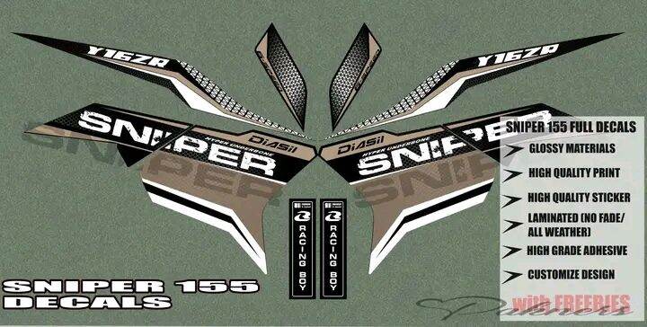 Sniper 155 Yamaha Y16ZR Exciter Decals Glossy Material Sticker ...