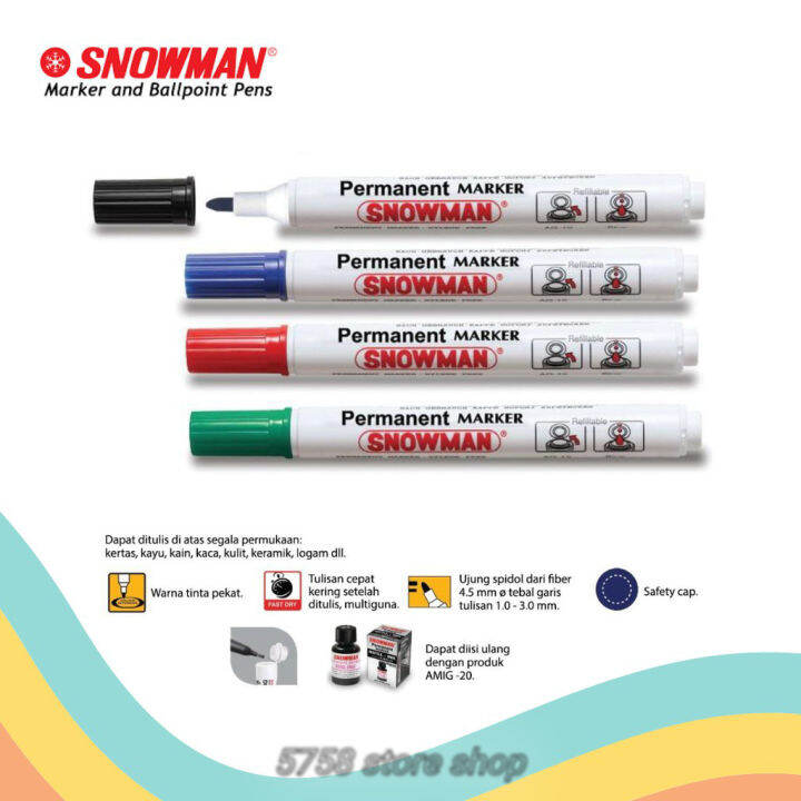 SPIDOL WARNA SNOWMAN PERMANEN G12 WHITEBOARD MAKER | Lazada Indonesia