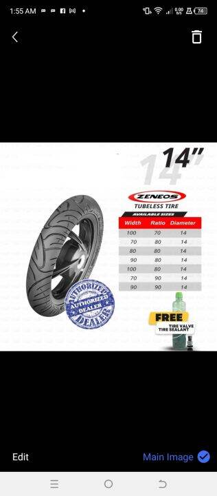 ZENIOS TUBELESS TIRE FOR MOTORCYCLE | Lazada PH