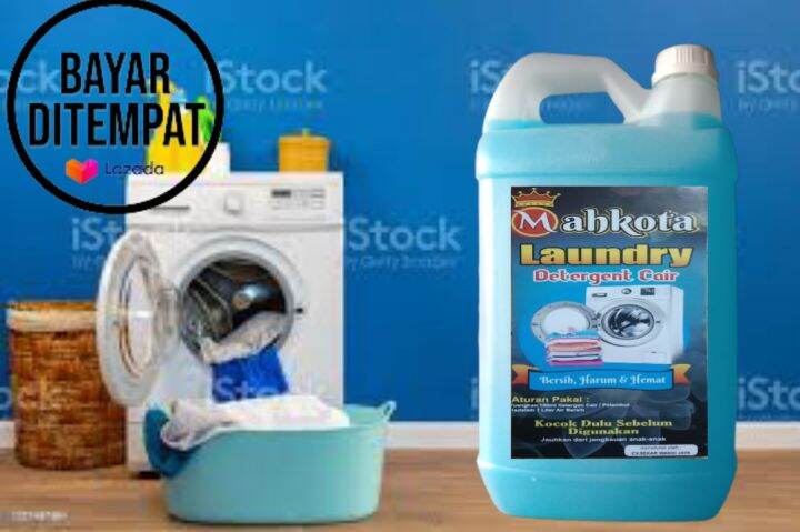 DETERJEN CAIR LAUNDRY WARNA BIRU KEMASAN 5 LITER HARUM NEMPEL DIPAKAIAN ...