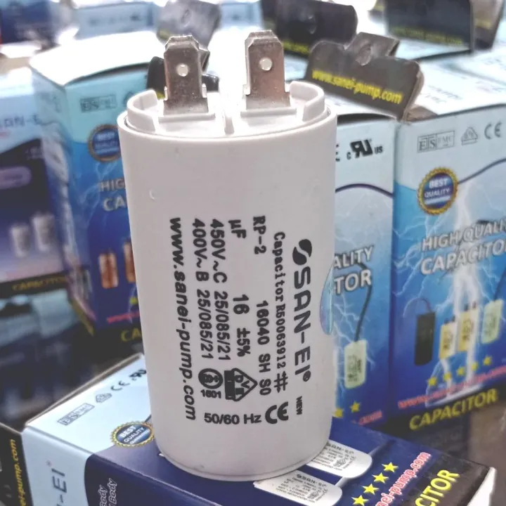 KAPASITOR COLOK 16 UF 450 VAC WHITE POLE SAN-EI | Lazada Indonesia