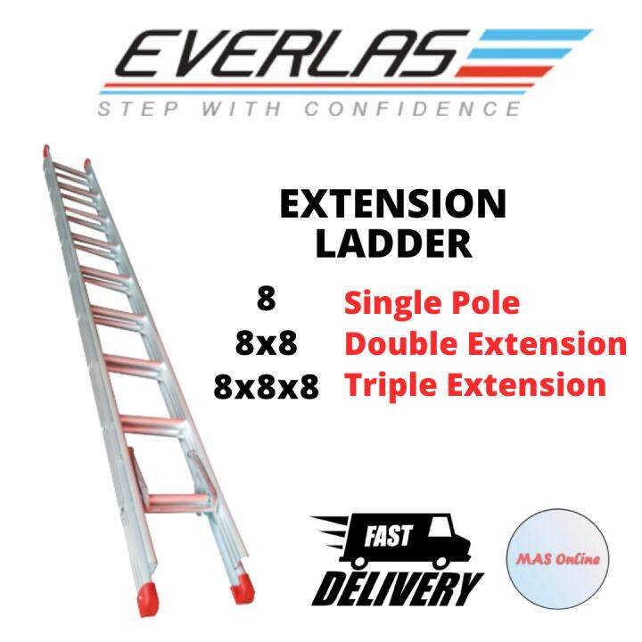 8 Feet Everlas Extension Ladder Tangga Slide Double Extension Triple ...