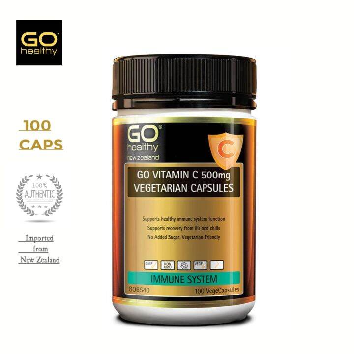 Go Healthy Go Vitamin C (500mg) 100 Vegetarian Capsules - Made in New ...