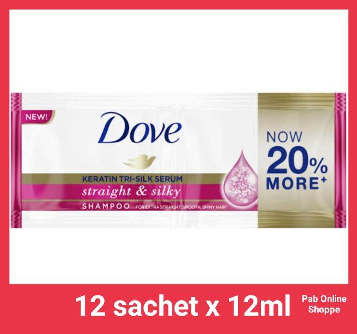 DOVE SHAMPOO | 12 SACHETS X 12ML | INTENSE REPAIR | STRAIGHT AND SILKY ...