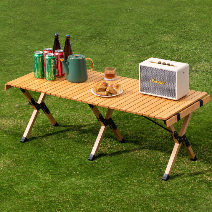 Solid Wood Folding Camping Table 120cm Outdoor Folding Table Portable ...