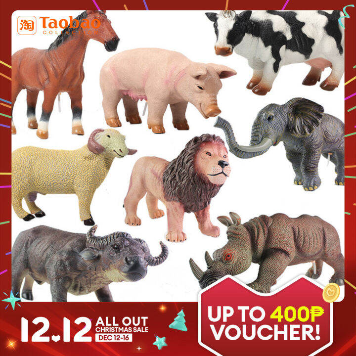 Artificial Animal Model Soft Rubber Large Elephant Rhinoceros Buffalo ...