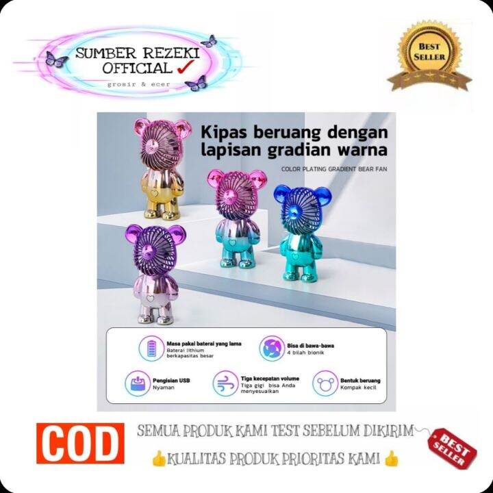 SR - Kipas mini bear brick / kipas beruang terbaru dengan 3 speed ...