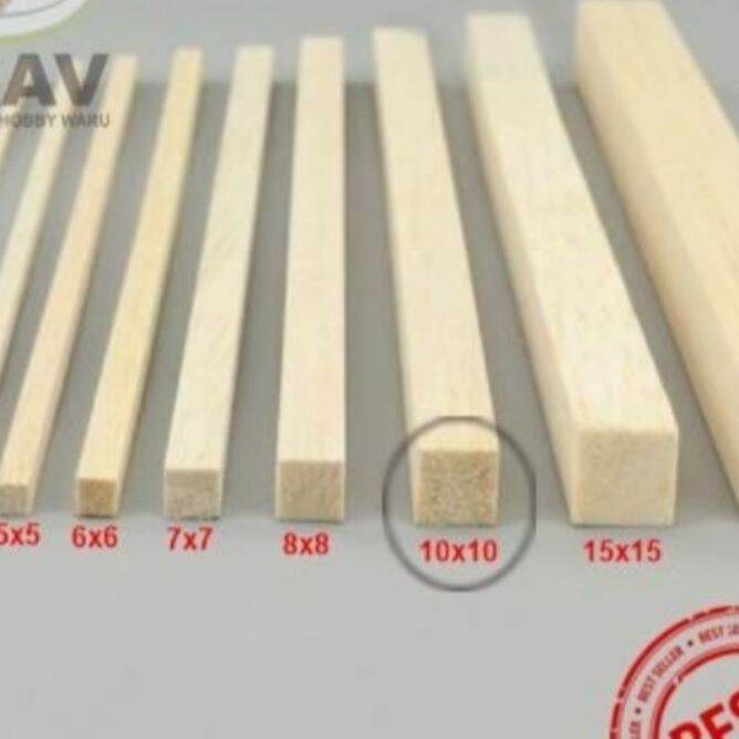 4pcs kayu balsa stik 10mm x 10mm x 30cm kayu balsa stick kayu maket ...