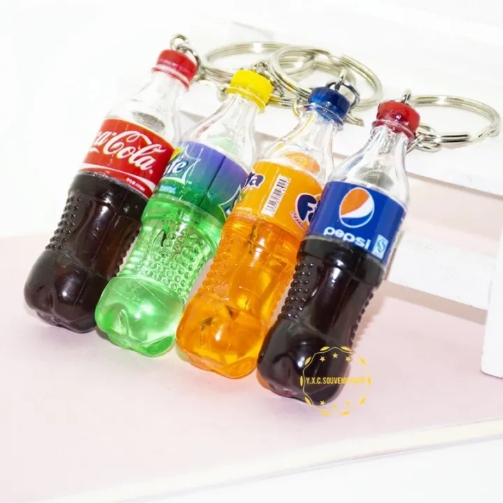 【Ready Stock】Pepsi Sprite Fanta Coca-Cola Bottle Keychain Soft Drink ...