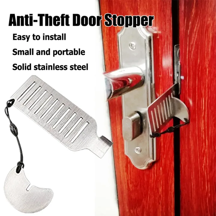 Stainless Steel Punch-Free Door Locks Anti-Theft Door Stop Portable ...
