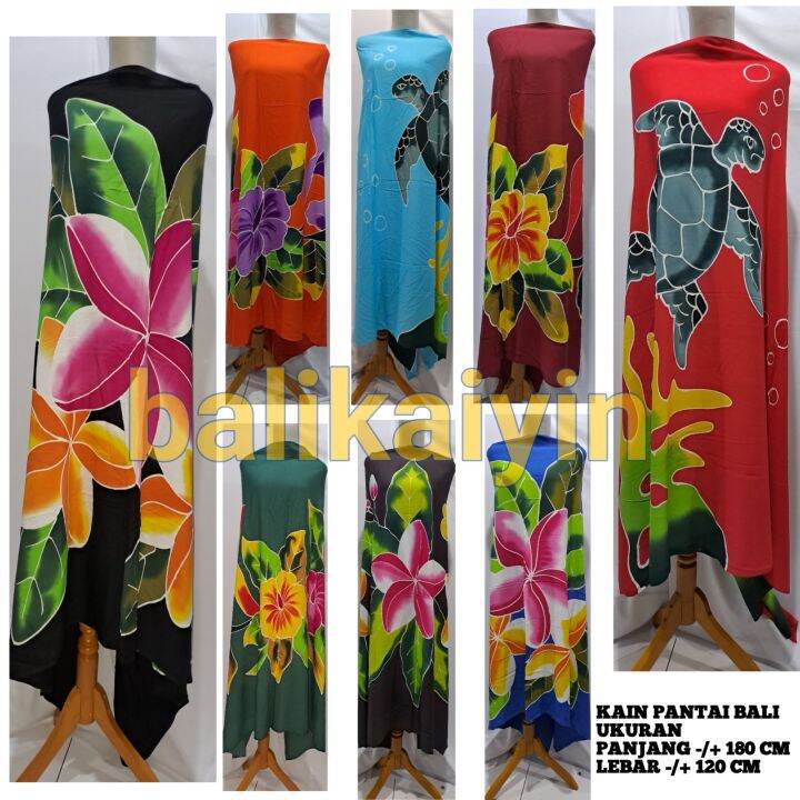 KAIN PANTAI BALI TEBAL TANPA RUMBAI | MOTIF LUKIS | OLEH-OLEH KHAS BALI ...