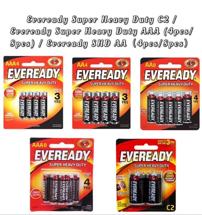 Eveready Super Heavy Duty C2 / Eveready Super Heavy Duty AAA (4pcs/8pcs ...