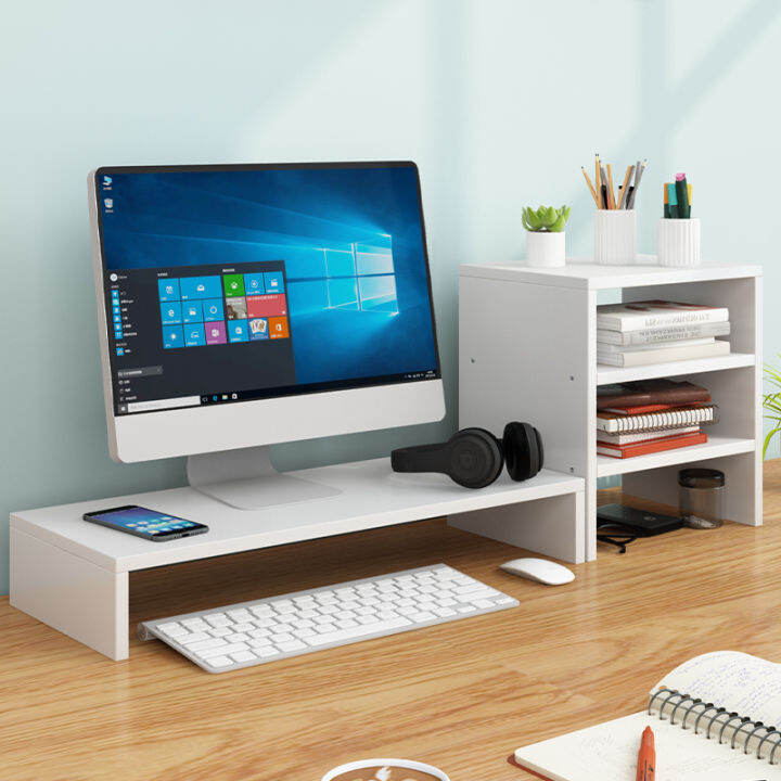 Monitor Screen Elevated Rack Base Wooden Double-Layer Storage Rack ...