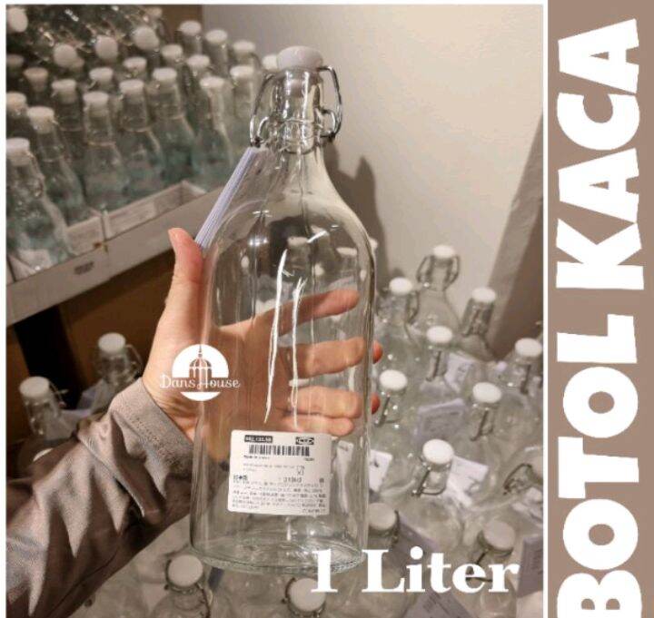 Glass Bottle Botol Kaca Bening Dengan Penutup 1 Liter | Lazada Indonesia