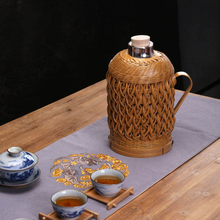 Bamboo Woven Kettle Household Thermal Pot Retro Nostalgic Thermo Liner ...