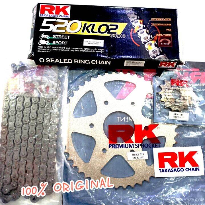 RK Sprocket Set KTM Duke 390 / RC 390 520 KLO2 O-Ring ( NORMAL CHAIN ...