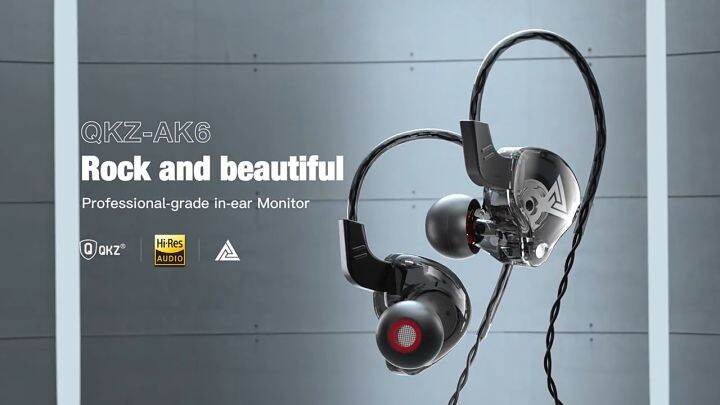 QKZ AK6 106dB 1.2m High Fidelity Wire Earphones Universal 3.5mm Sports In-ear HiFi Sound Earbuds ...