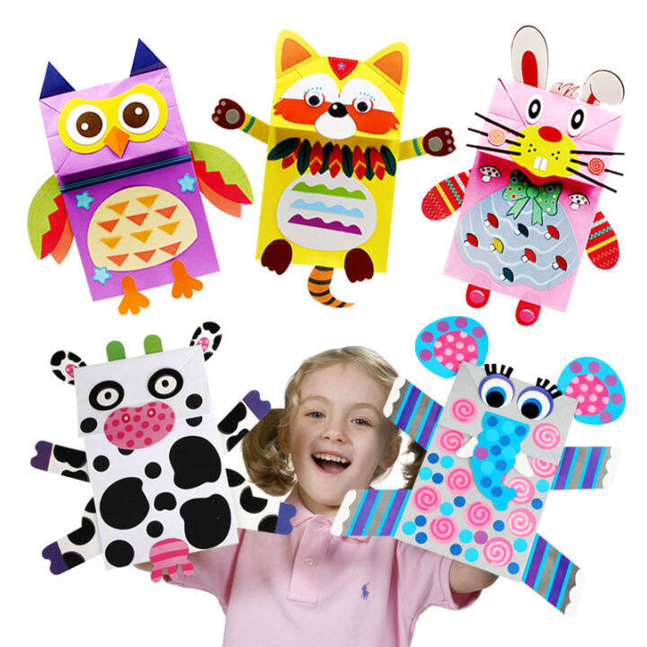 Children's Handmade Paper Bag Stickers Hand Puppet Paper Doll ...