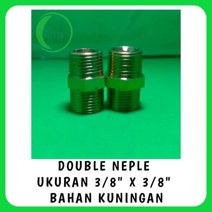 DOUBLE NEPLE UKURAN 3/8" x 3/8" BAHAN KUNINGAN | Lazada Indonesia