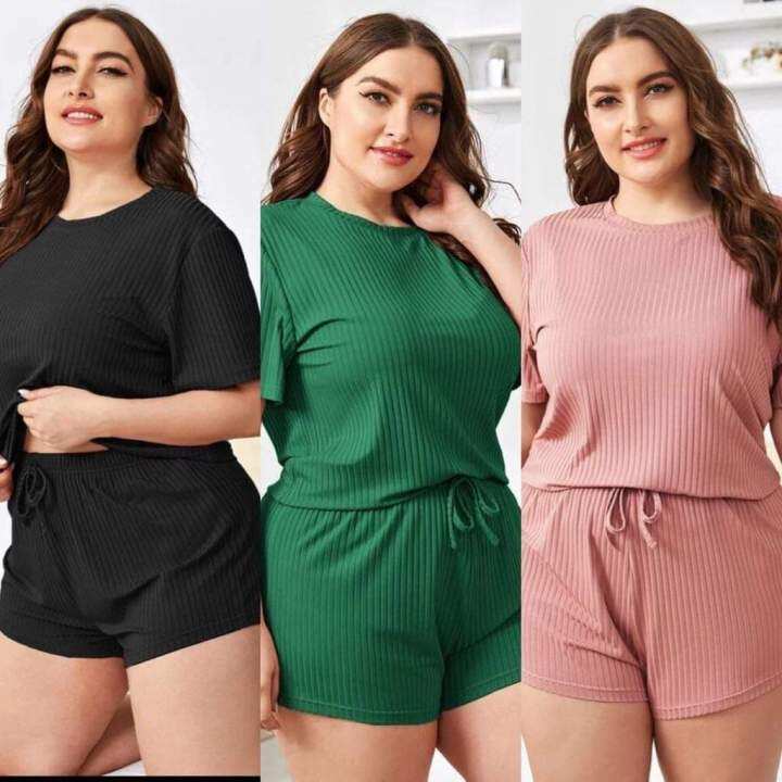 Plus Size Terno Short Knitted Lazada Ph