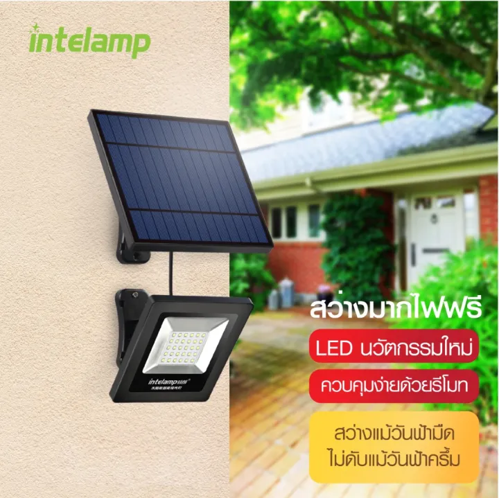 intelamp โคมไฟ สปอร์ตไลท์โซล่าเซลล์ ไฟโซล่าเซลล์ แสงขาว ไฟสนามโซล่า ...