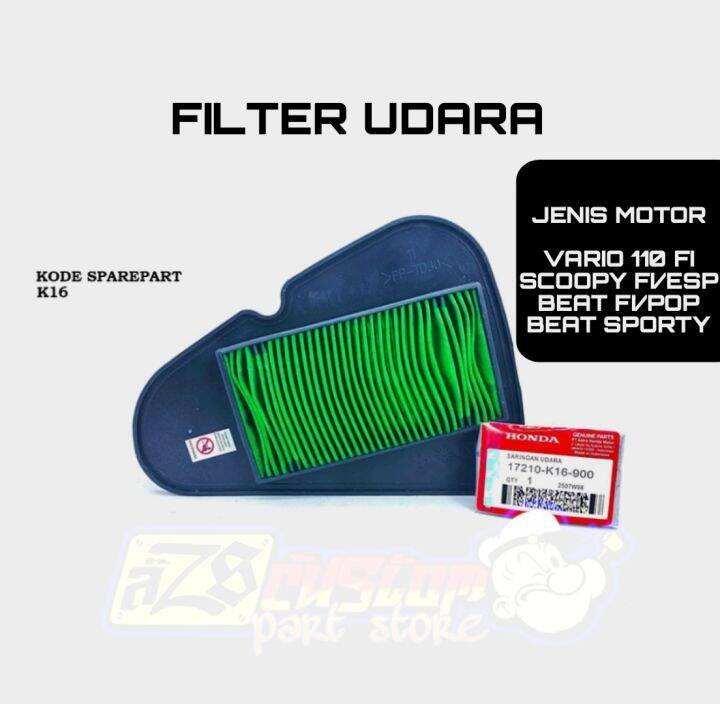 Filter Udara Saringan Hawa HONDA Beat NEW FI -Scoopy FI K16 | Lazada ...