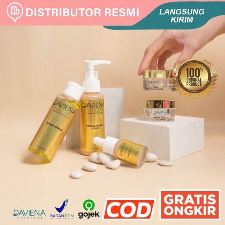 DAVIENA SKINCARE PAKET GOLD PENCERAH WAJAH | SABUN , FACIAL WASH ...
