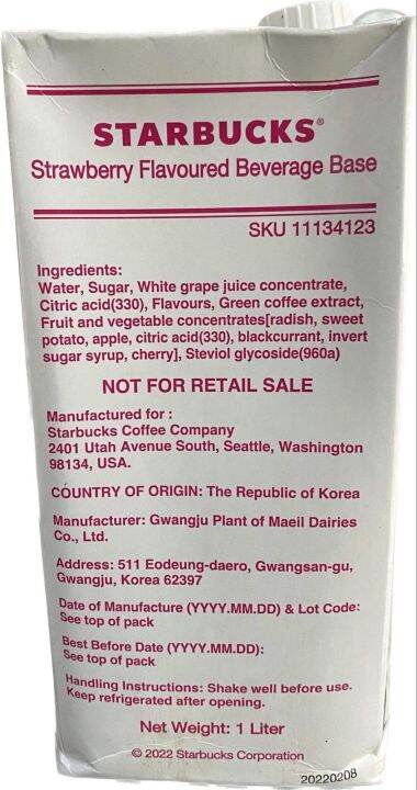 Starbucks Strawberry Acai Beverage Base 1L | Lazada PH