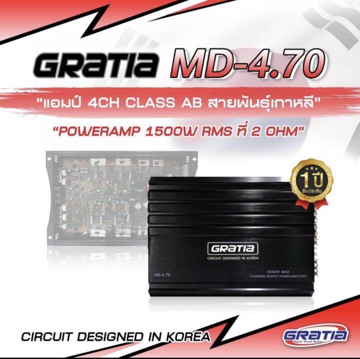 เพาเวอร์แอมป์ POWERAMP GRATIA MD -4.70 CLASS AB 4CHANNEL 1500W. RMS/6000W. MAX | Lazada.co.th