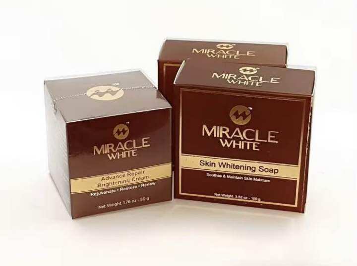 Miracle white brightening cream + skin whitening soap x2 | Lazada