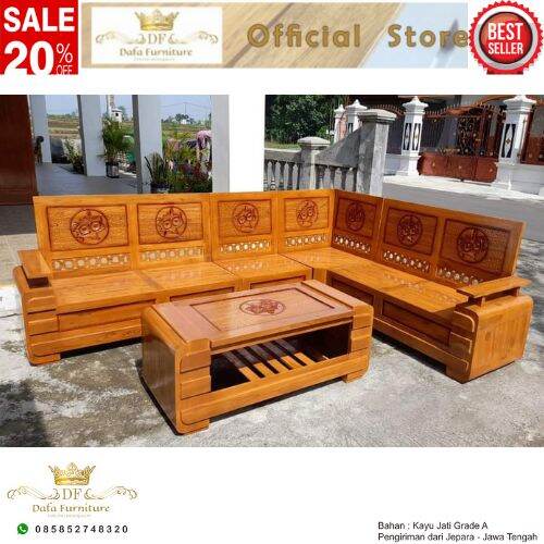 kursi jati jepara asli kursi sudut minimalis jati asli | Lazada Indonesia