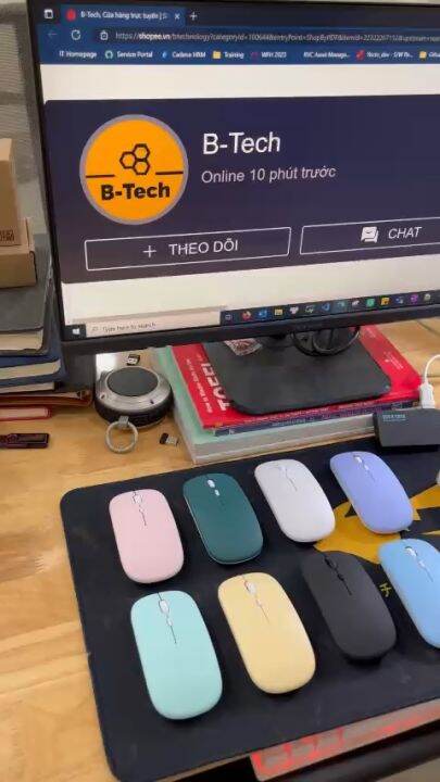 Chuột không dây bluetooth wireless mouse pin sạc W110, chuột cho ...